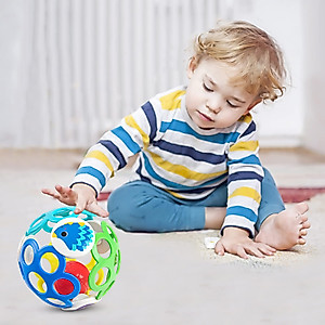 Auspint 6-12 Months Infant Easy Grip Rattle Ball Toys, Sensory Balls for Newborns to Practice Hand Grip Skills