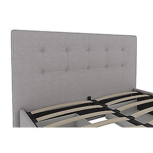 DHP Rose Upholstered Platform Bed with Underbed Storage Drawers and Button Tufted Headboard and Footboard, No Box Spring Needed, Full, Gray Linen