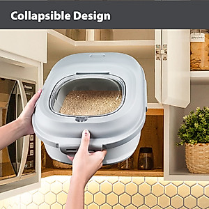 Viretec Cereal Rice Storage Containers, 20 to 50Lbs Collapsible Dry Food Dispenser Bins with Airtight Flip Lid Rolling Wheel, Kitchen Pantry to Store Sugar Flour, Dog Pet Cat Food Holder Container