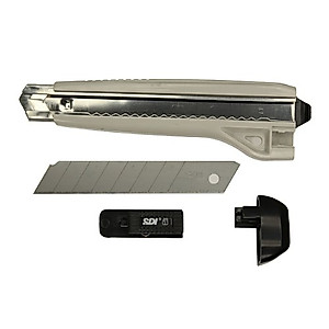 SDI-0423 Snap-off Utility Knife with 12 Set of Sk2+cr Blades, 18mm Medium Duty Cutter