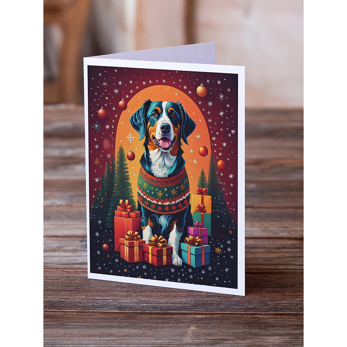 Caroline's Treasures DAC3030GCA7P Appenzeller Sennenhund Holiday Christmas Greeting Cards Pack of 8 Blank Cards with Envelopes Whimsical A7 Size 5x7 Blank Note Cards