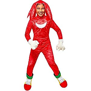 Rubies Child's Sonic The Hedgehog Knuckles Costume Jumpsuit and Headpiece, As Shown, Medium
