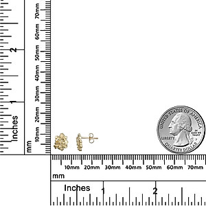 AVORA 10K Yellow Gold Nugget Diamond Cut Round Stud Earrings for Men Women