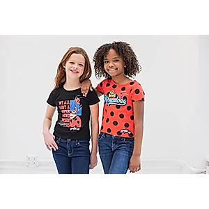Miraculous Ladybug Little Girls 2 Pack T-Shirts Polka Dots Black/Red 6