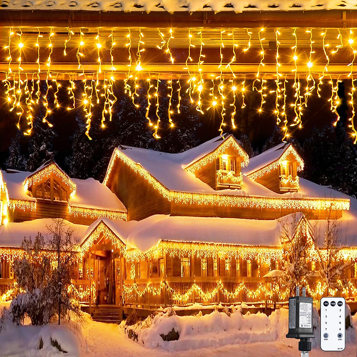 JMEXSUSS Christmas Icicle Lights Outdoor, 77.8FT 800 LED Icicle String Lights with 160 Drops, 8 Modes Led Christmas Twinkle Lights for Holiday, Party, Wedding, Christmas Decorations (Warm White)