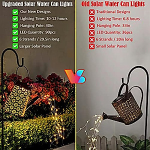 Solar-Outdoor-Lights for Yard, Solar-Watering-Can with Cascading-Lights, Solar-Garden-Lights for Patio-Garden-Decor, Solar-Pathway-Lights Outdoor-Decor For Holiday-Festival- Halloween-Christmas, etc
