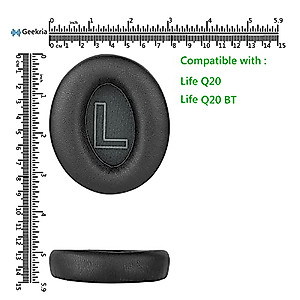Geekria QuickFit Replacement Ear Pads for Anker Soundcore Life Q20, Q20BT Headphones Earpads, Headset Ear Cushion Repair Parts (Black)