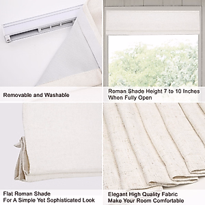 Artdix Cordless Linen Roman Shades, Natural Custom Fabric Room Darkening Roman Window Shades Blinds for Doors, French Doors, Kitchen Windows, Bathroom Windows