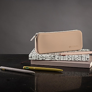 DIVERSEBEE Soft Silicone Pencil Case, Aesthetic Pencil Pouch with Zipper, Cute Pen Bag for School, Bible Journaling Supplies and Accessories, Pencil Organizer (Almond)