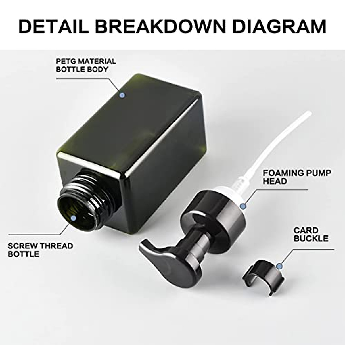 Foaming Soap Dispenser, Refillable Hand Soap Dispenser, Pump Bottle 450ml(16oz), Plastic for Liquid Soap, Shampoo, Body Wash, 2 Pcs (Green+Brown)