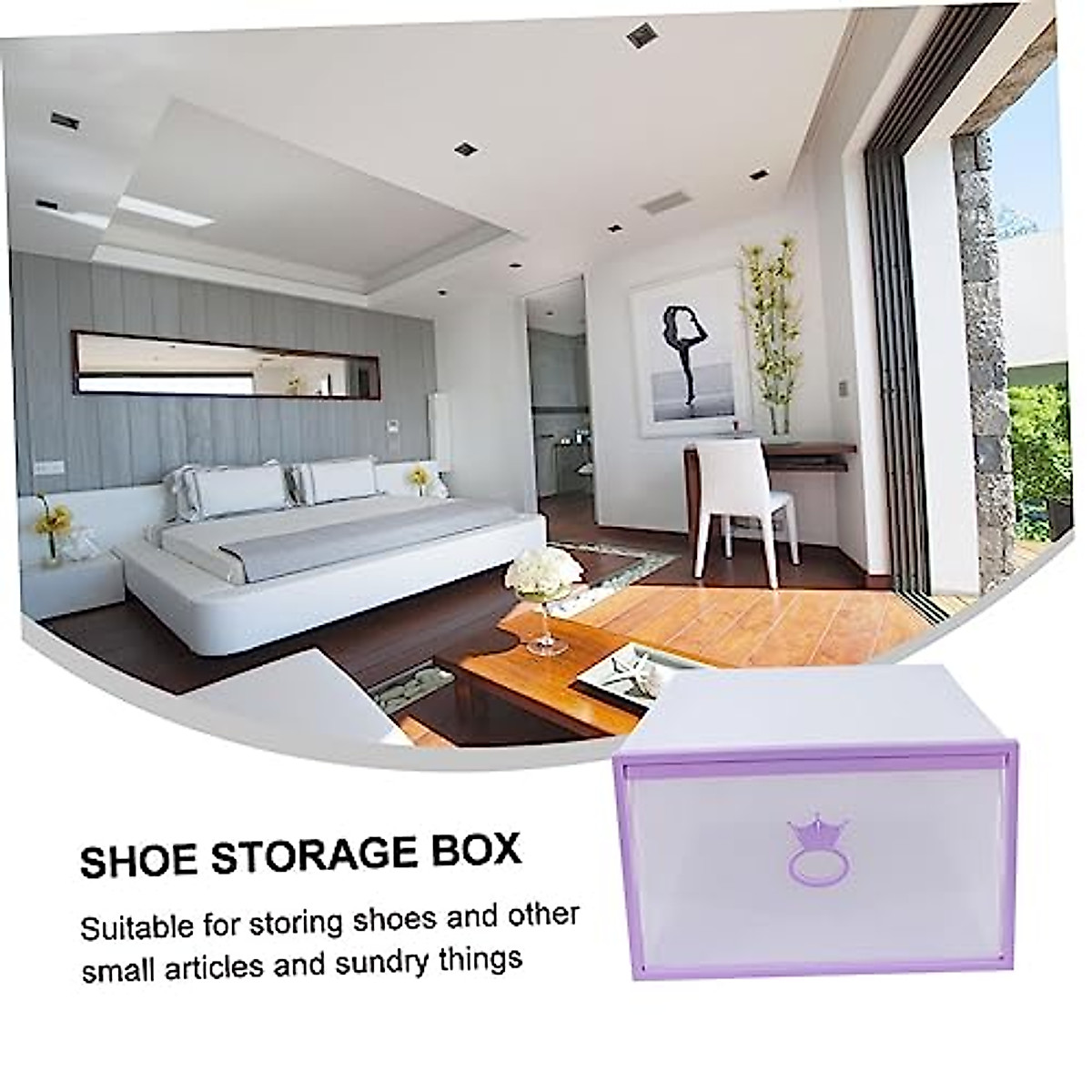 Amosfun 4pcs Box Plastic Shoe Storage Box Shoe Storage Cubes Sneaker Drawers Out Shoe Drawer Boot Drawer Shoes Clear Stackable Shoe Drawer Folding Shoe Rack Organizer Purple High Heel