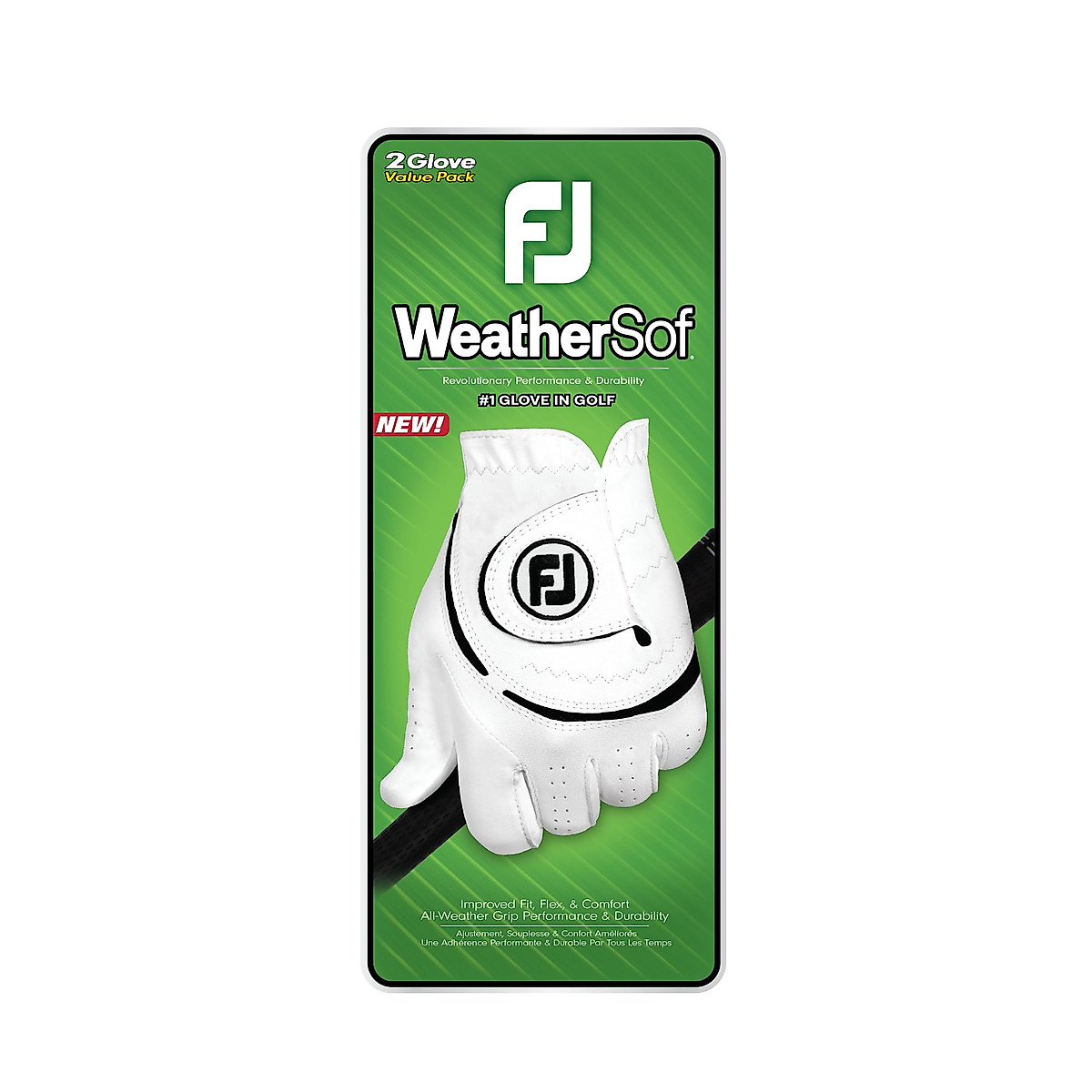 FootJoy Men's WeatherSof 2-Pack Golf Glove, White, Large, Worn on Left Hand