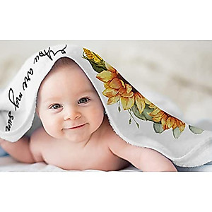 fundich Baby Milestone Blanket for Baby Girl|Newborn Monthly Milestone Picture Blanket|Sunflower Nursery Decor|Baby Girl Photo Background Prop Blanket 45"x40" with Wreath and Headband