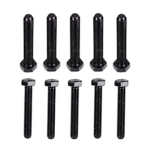 Aicosineg 10Pcs M10 x 65mm Carbon Steel Grade 8.8 External Hex Head Screw Bolts Metric Thread Hexagon Bolts Fastener Bolts for Hardware Furniture Industry Machinery Black 2.81x0.62inch