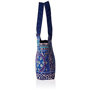Laurel Burch Tote Zipper Top, 12 by 3-1/2 by 8-1/2-Inch, Tres Gatos, Blue/Gold
