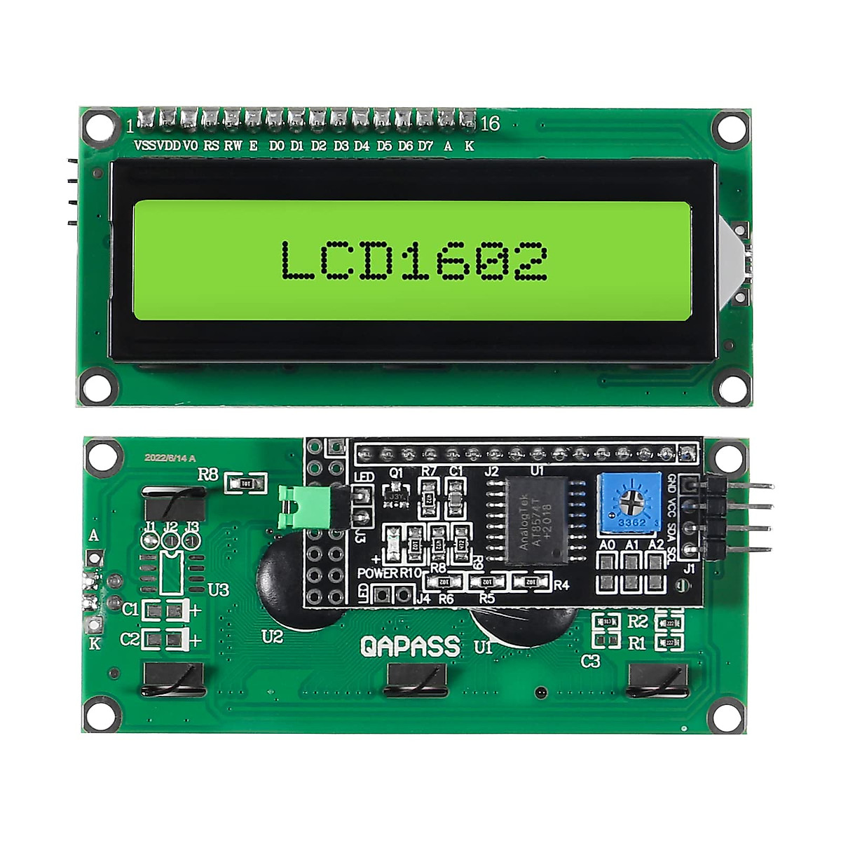 DWEII 5-Pack I2C 1602 LCD Display Module 16X2 Character Serial Green Screen Backlight LCD Module Compatible with Raspberry Pi Arduino STM32 R3 MEGA2560