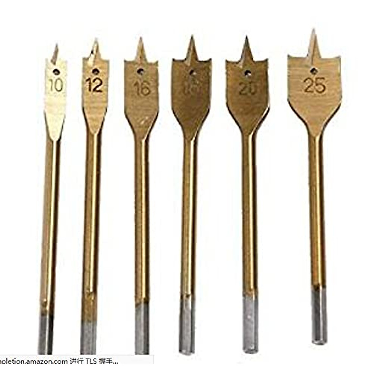 Driak 6pcs 10-25mm/0.39"-0.98" Metric Titanium Boring Drill Bits Spade Paddle Flat Woodworking Drill Bit Rotary Tools