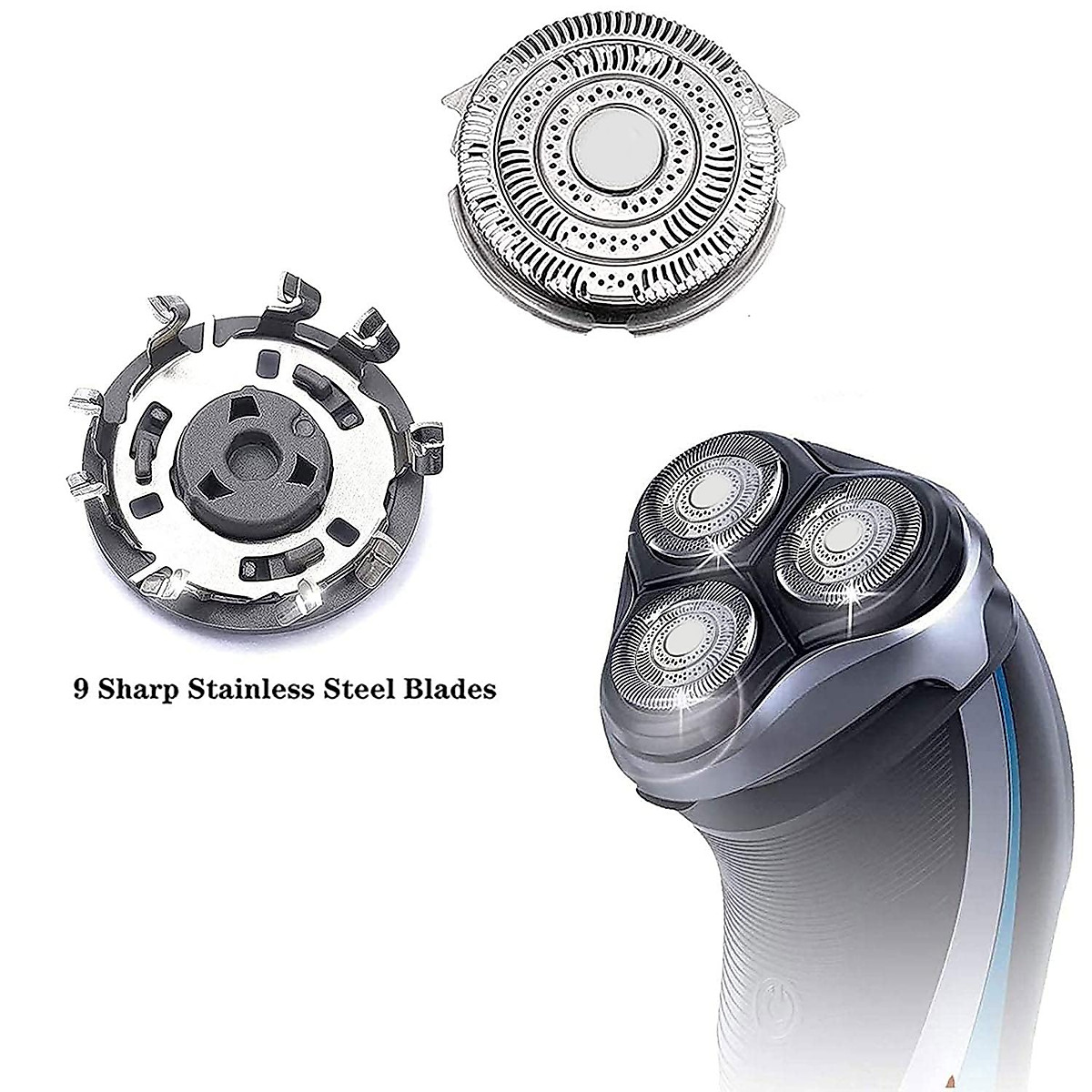 Gleway HQ9 Replacement Heads Blades Compatible with Philips Shaver HQ9070 HQ9080 HQ8240 SpeedXL 8240XL 8140XL 8150XL 8160XL 8170XL for 8100 8200 9100 Series 3 Counts Wet Dry Blades with Bursh