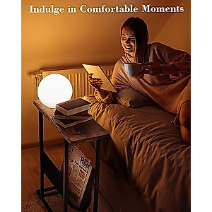 MULISOFT Side Table for Small Spaces, End Table with Magazine Holder, Narrow Side Table for Living Room, Small Table with Metal Frame, Small Bedside Tables for Bedroom, Slim Couch Side Table