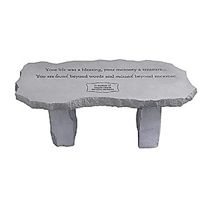 The Comfort Company Garden Memorial Bench, Personalized, Concrete, Engraved, Cast Stone, Outdoor, Weatherproof, Year-Round, Cement, Sympathy, Grieving, Loss, Loved One, USA Made