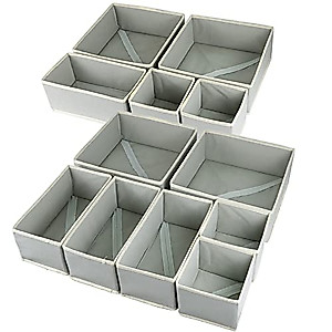 12 Pack Drawer Organizer, Foldable Drawer Organizers for Clothing, Cloth Drawer Dividers Storage Bins, Clothes Drawer Organizer for Underwear,Folded Clothes,Baby Clothing,Socks,Bra,Towels,Ties