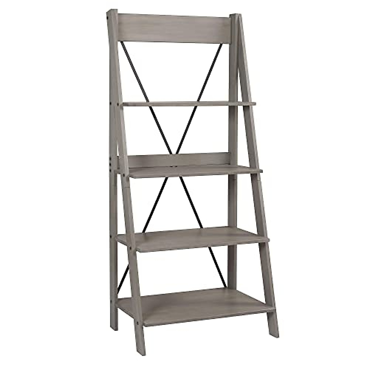 Walker Edison X Back Modern Farmhouse Wood Bookcase Bookshelf Home Office Living Room Storage, 4 Shelves, Grey