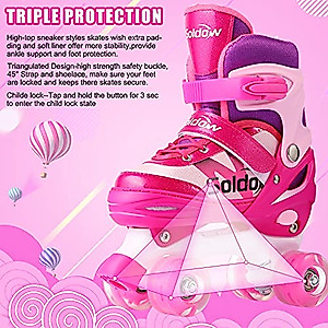 Soldow Adjustable Roller Skate Light up Rollerskates for Girls Boys, Flashing Kids Roller Skates with Full Illuminating Wheels