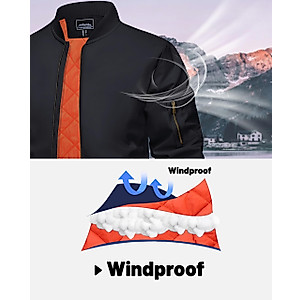 KEFITEVD Bomber Jackets for Men with Zipper Pockets Winter Fall Jackets Outdoor Casual Parka Jacket Puffer Jacket Windproof Sportswear Jackets