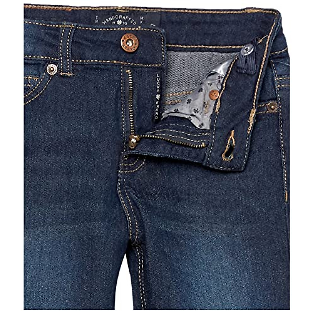 Lucky Brand Girls' Bootcut Fit Stretch Denim Jeans with Zipper Closure & Pockets, Barrier Wash, 10