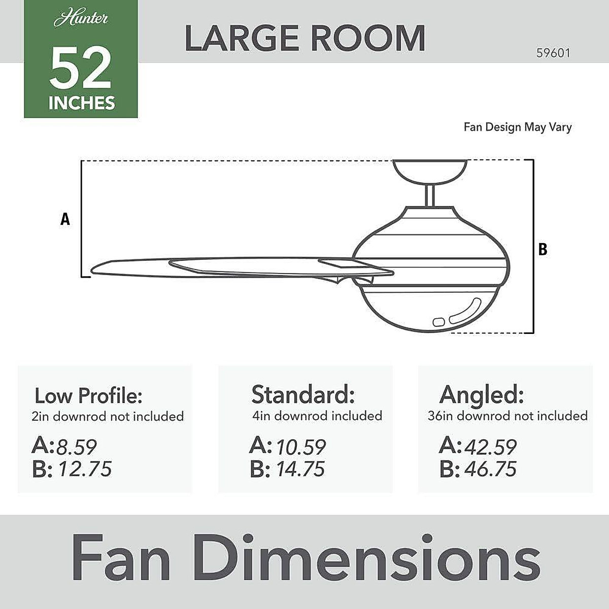 Hunter Fan 52 inch Contemporary Brushed Nickel Indoor Ceiling Fan with Light Kit and Remote Control (Renewed)