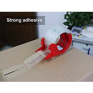 BOMEI PACK 12 Rolls Clear Packing Tape Rolls with Free Dispenser, Heavy Duty Refill Tape for Shipping Moving and Packaging, 2.4Mil 1.88 Inch x 60 Yard