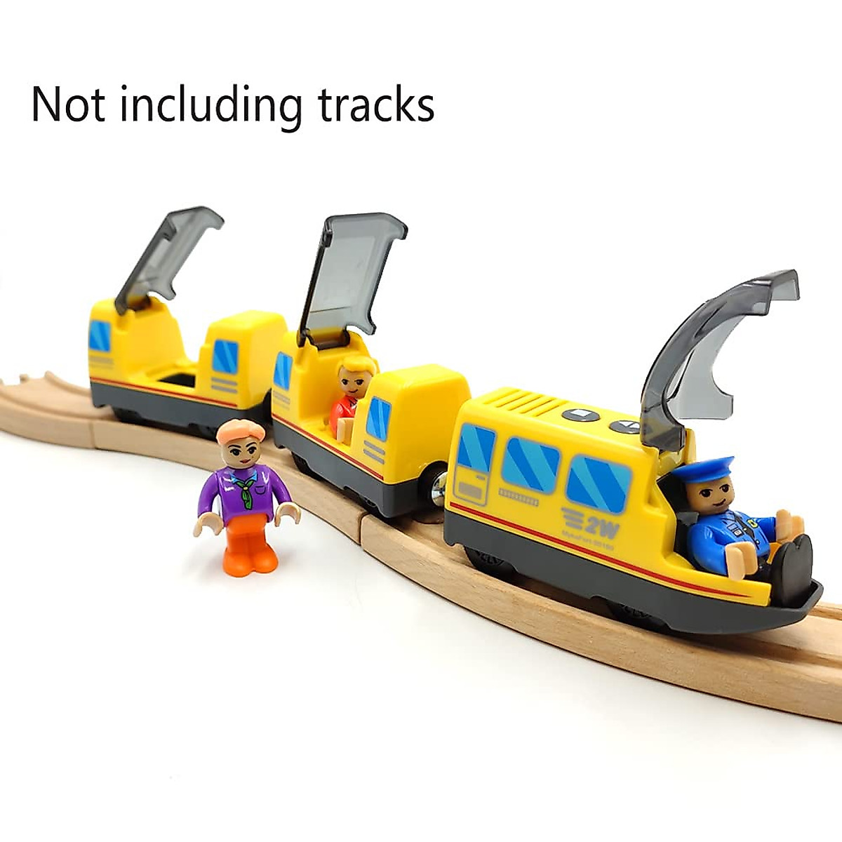 Battery Train Magnetic Connection Inter City Train with Figures for Wooden Train Track Toys Locomotive Train Toys for Toddlers 3 4 5 Year Old Kids (No-Include Battery and Track)