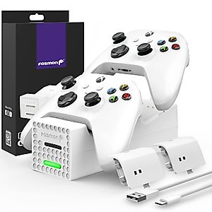 Fosmon Dual 2 Controller Charger Station with 2X 2400mWh Rechargeable Battery Pack Compatible with Xbox Series X/S Controllers (Not for Xbox One/360)