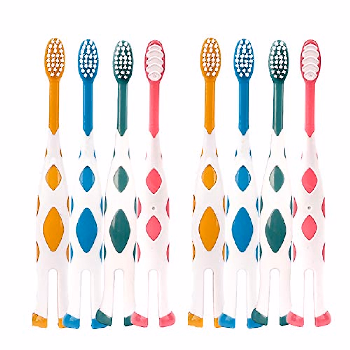 newrichbee 8 Packs Kids Toothbrushes, Extra Soft Lovely Little Deer Toothbrush for Kids 2-8 Years (Pink&Orange&Blue&Green)