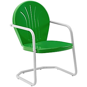 Crosley Furniture Griffith 2-Piece Retro Metal Outdoor Chair and Loveseat Patio Furniture Set for Porch, Grasshopper Green