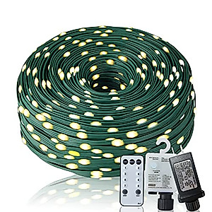 Honadar Christmas Rope Lights,1000LED/328Ft Outdoor Decorative String Strobe with 8 Modes/Remote/IP67 Waterproof/Timer/Memory Function for Xmas Holiday/Wedding/Party/DIY/Garden/Patio/Atmosphere Decor