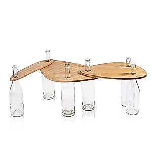 Flat Wine Bottle Cheese Trays Topper Serving Set Picnic Charcuterie Board Floating Cheese Boards Set Wedding Gifts Cutting Serving Platter Tray Solid Bamboo Sealed 3 Piece Extra Large Premium