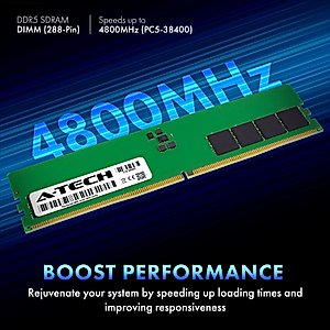 A-Tech 64GB Kit (2x32GB) DDR5 4800MHz PC5-38400 CL40 UDIMM 2Rx8 1.1V Non-ECC Unbuffered DIMM 288-Pin Desktop RAM Memory Upgrade Modules