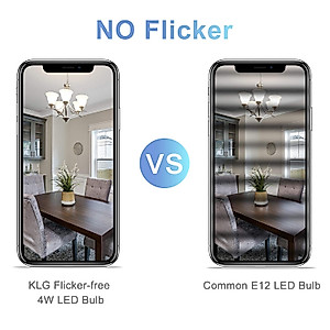 KLG E12 LED Candelabra Bulb 4W Equivalent to 40W T3/T4 E12 Candelabra Base Bulbs, Daylight White 5000K for Ceiling Fan, Chandelier AC120V, Not Dimmable 6 Pack