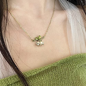 yomlry Flower Leaf Jewelry Sets for Women Green Pearl Necklace and Earring Sets Lily of the Valley Dangle Earrings Green Prom Jewelry for Women Girls lily of the valley1