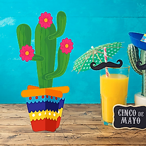 12 Pcs Cactus Party Decorations Cinco De Mayo Honeycomb Table Centerpieces Mexico Garland Cactus Cutouts for Fiesta Baby Shower Favor Cactus Theme Classroom Birthday Mexican Party Decoration Supplies