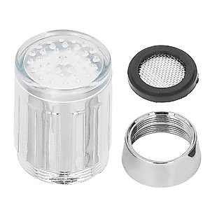 LED Water Faucet Head, RGB Color Temperature Sensitive Gradient Water Stream Color Changing Kitchen Spray Head Adapter Sink Lights for Kitchen and Bathroom(0.98X0.98X1.34In)