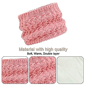 Enwokran Kids Winter Knit Beanie Hat Scarf and Touchscreen Gloves Set,Fleece Lining Beanie Hat with Cute Pom Knit Gloves Neck Warmer for Girls Boys 2-8 Years Old (Deep Pink2)