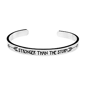Jvvsci Stronger Than The Storm Cuff Bracelet, Inspirational Motivational Gift, Friends BFF Sisters Encouragement Gift,Uplifting Gift For Her, Strength Jewelry
