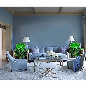 Rozwkeo Artificial Plants Fake Banana Tree Leaves with Stems 31" Tall Faux Bird of Paradise Palm Tree Imitation Frond Green Leaf Tropical Plants Greenery Floral Jungle Party Home Garden Decoration