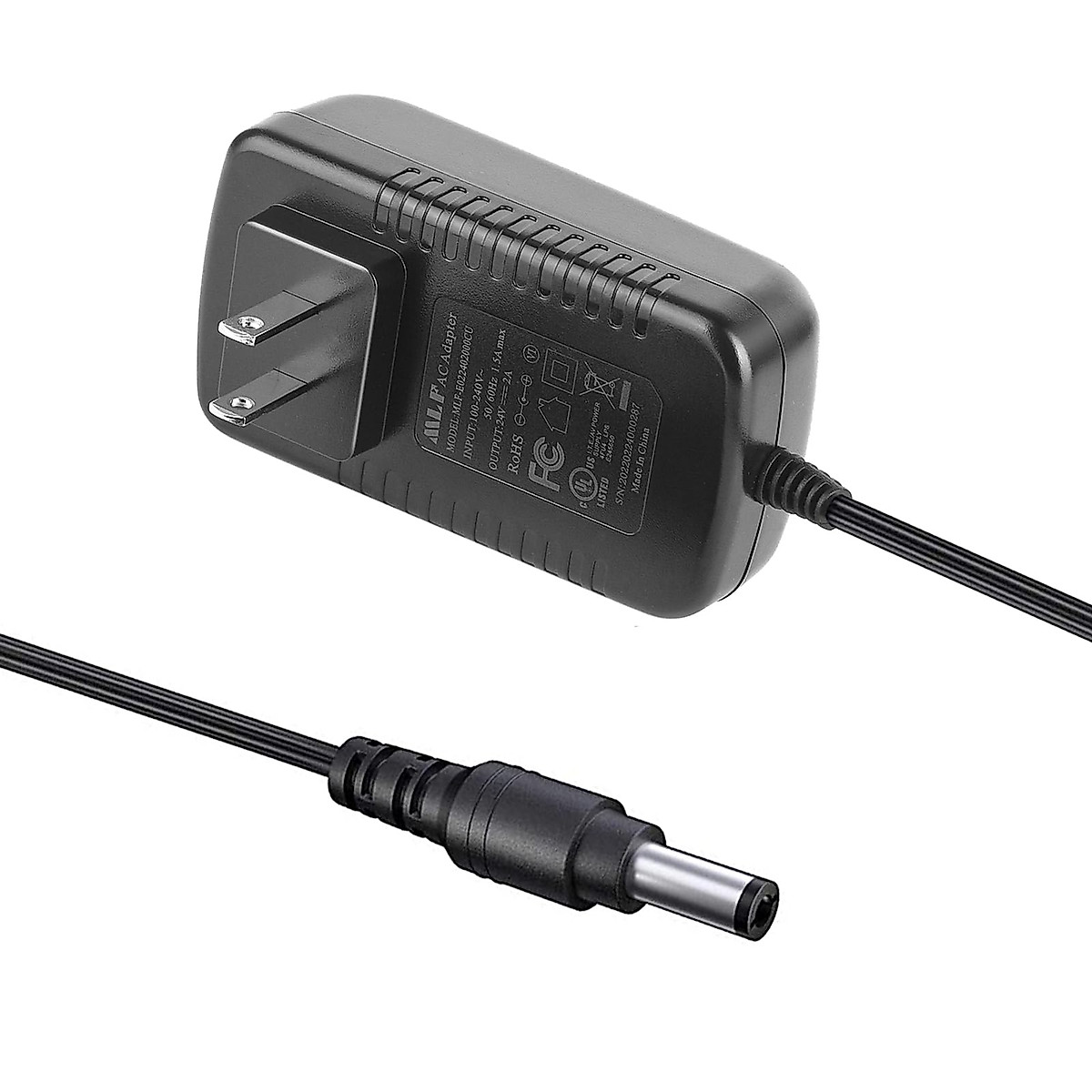 AC to DC 24V 2A Power Supply Adapter, Plug 5.5mm x 2.1mm UL Listed FCC