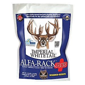 Whitetail Institute Alfa-Rack Plus Deer Food Plot Seed, Perennial Blend of Deep-Root Forages That Thrive on Hilltops and Hillsides, Highly Nutritious and Attractive to Deer, 16.5 lbs (1.25 acres)