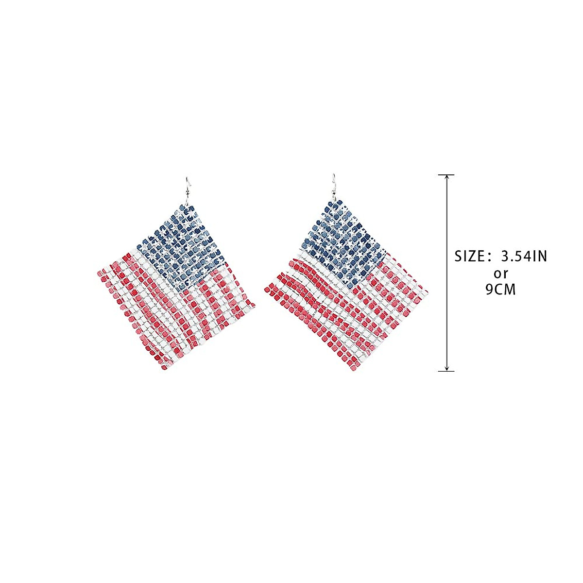 Madison Tyler Americana Collection USA Stars | Stripes Flag Chain Stud Earrings for Women