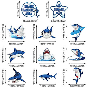 30 Pieces Shark Hanging Swirls Decorations Shark Party Supplies Shark Party Foil Swirls Hanging Ceiling Decoration for Boys Girls Shark Sea Theme Party Baby Shower Birthday Party Favor Supplies