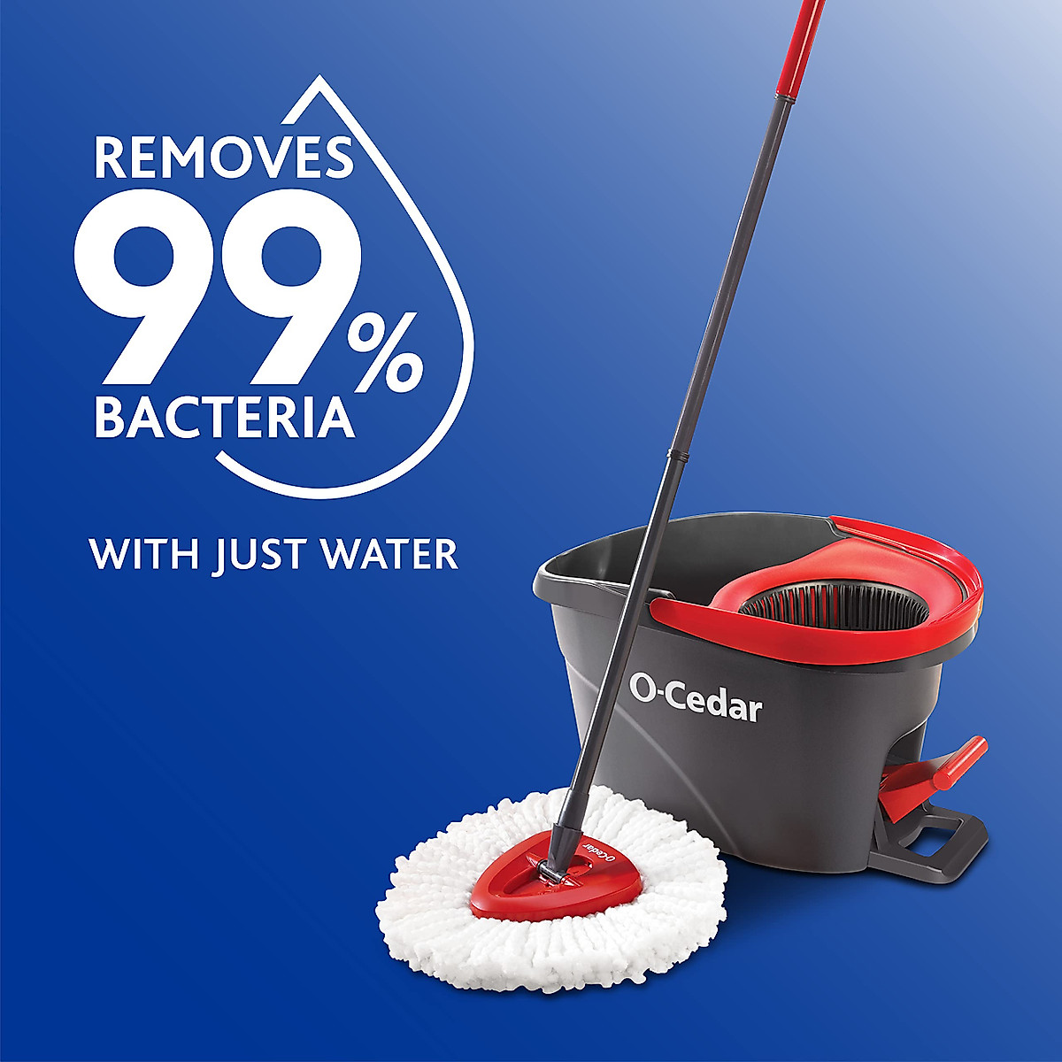 O-Cedar Easywring Microfiber Spin Mop & Bucket Floor Cleaning System with 1 Extra Refill,Red/Gray and O-Cedar Pet Pro Broom & Step-On Dustpan PowerCorner, Red Bundle